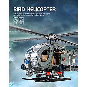 dOvOb Military Bird Helicopter Building Blocks Set, Fighting Army Plane Toys as Gift for Kids or Adult (523 Pieces)