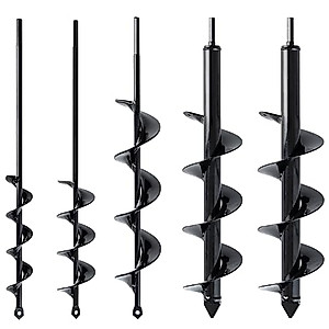 VASGOR Set of 5 Auger Drill Bit for Planting (1.6x16", 2x16", 2.6x16", 3x16", 3.5x16") - Easy Planter Garden Auger - Bulb & Bedding Plant Augers - Post Hole Digger for 3/8” Hex Drive Drill