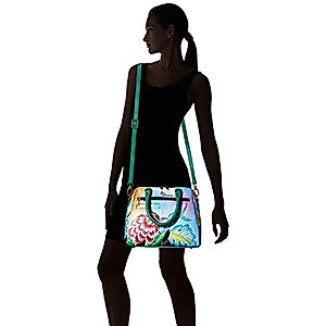 Anuschka Anna Hand Painted Leather Women's Organizer Satchel, Whimsical Garden