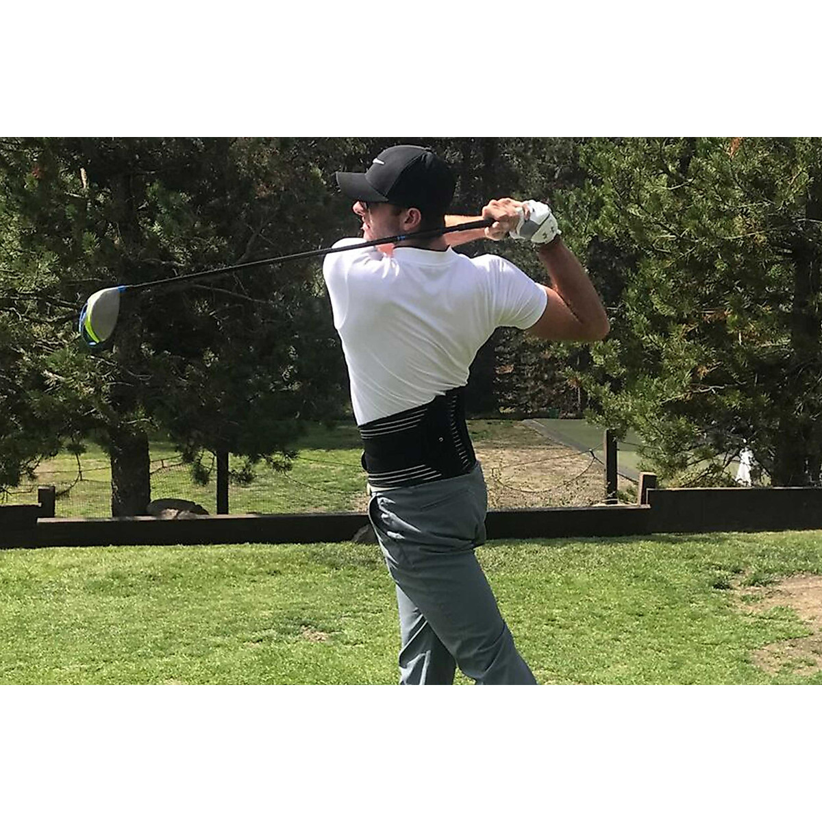 Comfort Compression Back Brace, Medium (M fits waist circumference of 33"-39") Black Lower Back brace -Clinically Proven to help and support your Active Life style and reduce pain