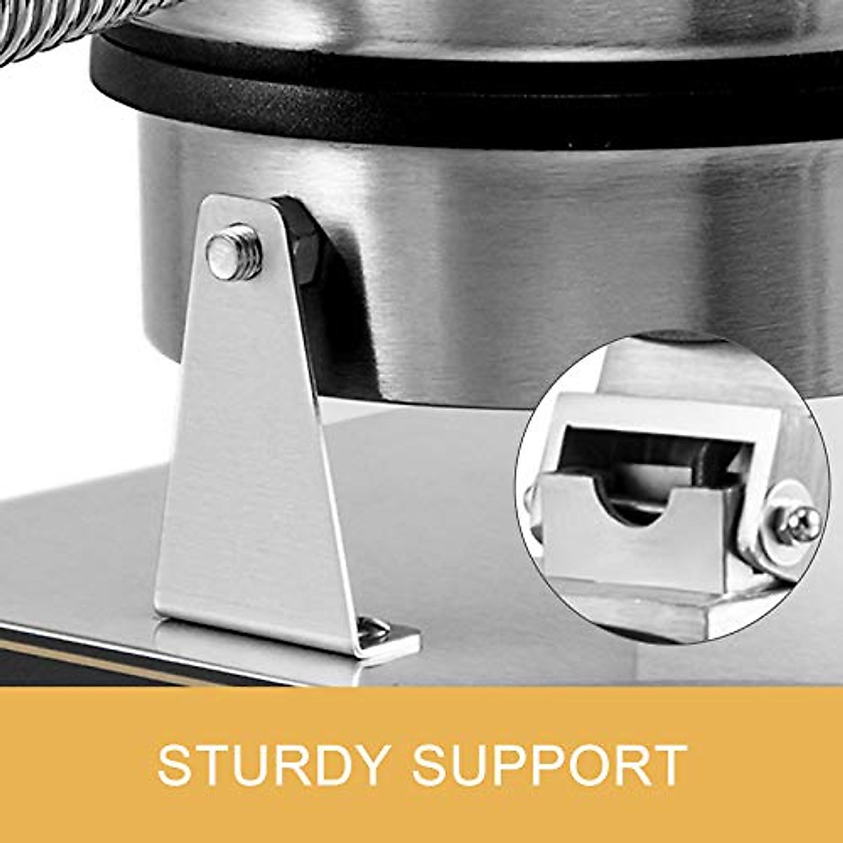 VBENLEM Commercial Round Waffle Maker Nonstick 1100W Stainless Steel 110V Temperature and Time Control, Suitable for Restaurant Bakeries Snack Bar Family, Non-rotated