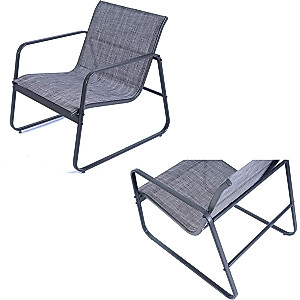 Kozyard Sofia 4 Pieces Outdoor Patio Furniture Conversation Set with Strong Powder Coated Metal Frame, One Love Seat, Two Single Chairs and One Table for Front Porch Balcony Backyad (Gray)