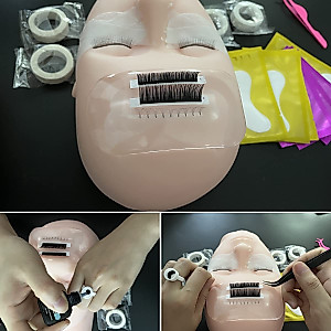 Lash Eyelash Extension Kit, Missicee False Eyelash Grafting Training Tool Kit For Beginners Eyelashes Extensions Practice with Flat Mannequin Head Individual Lashes Tweezers