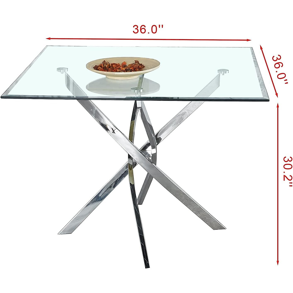 Round Dining Table,36" Glass Dining Room Table,Suitable for 2-4 People,Modern Circle Dining Room Table with Stainless Steel Legs & Glass Top,Small Kitchen Table for Living Room,Office