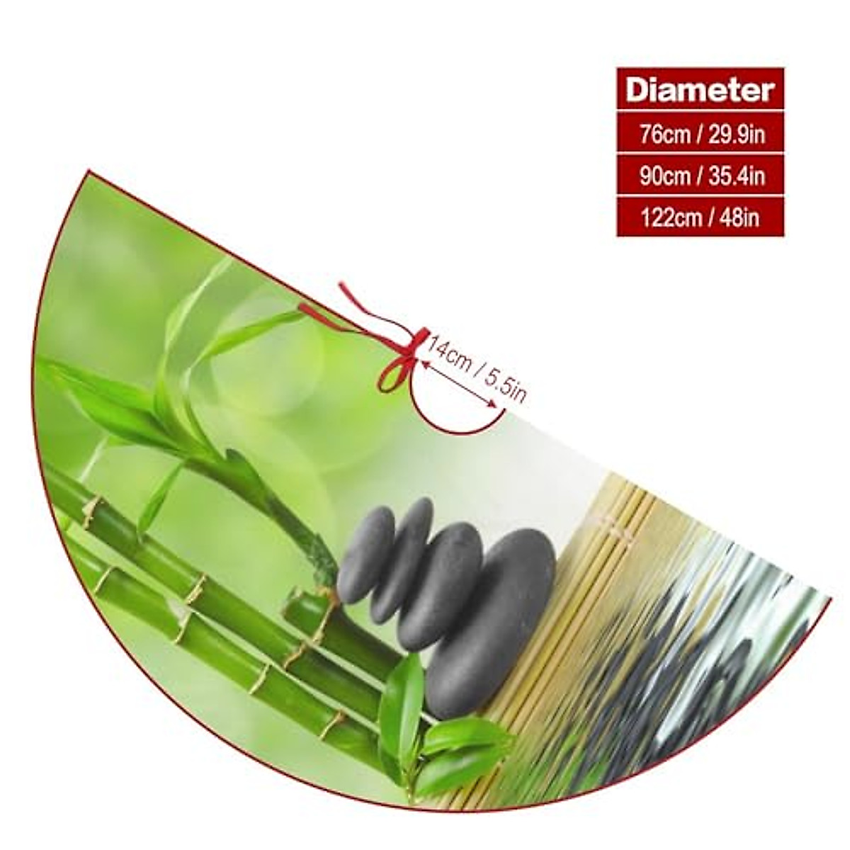 Zen Basalt Rocks Christmas Tree Skirt 48"x48", Large Xmas Tree Skirt Fabric, Washable Tree Skirt Waterproof, Classic Santa Tree Skirt Decorations for Real Tree, Home, Outdoor, Holiday Party