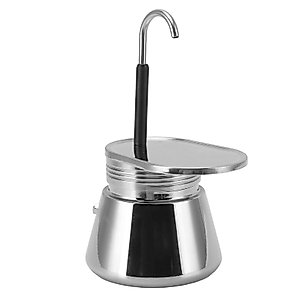 Moka Pot - Stovetop Espresso Maker, Italian Coffee Maker Stainless Steel Moka Coffee Pot with 500ml Large Capacity, Easy to Operate & Compact, Silver