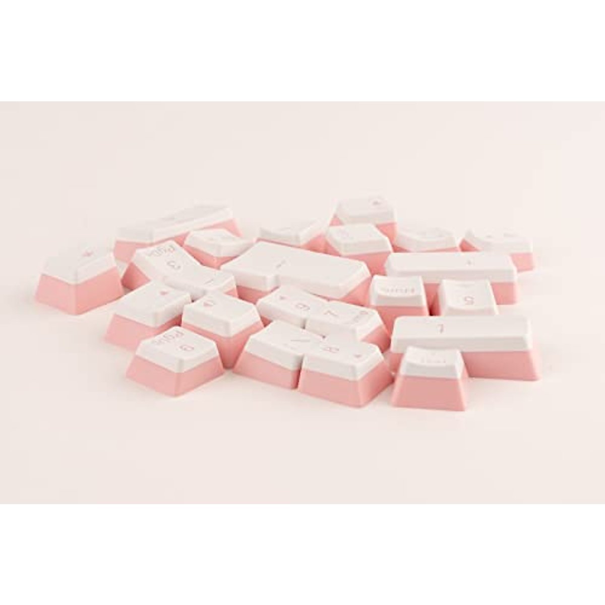 Pudding Keycap Set for Mechanical Keyboards, Set of 104 Keys, OEM Profile, English (US) Layout (Pink and White)