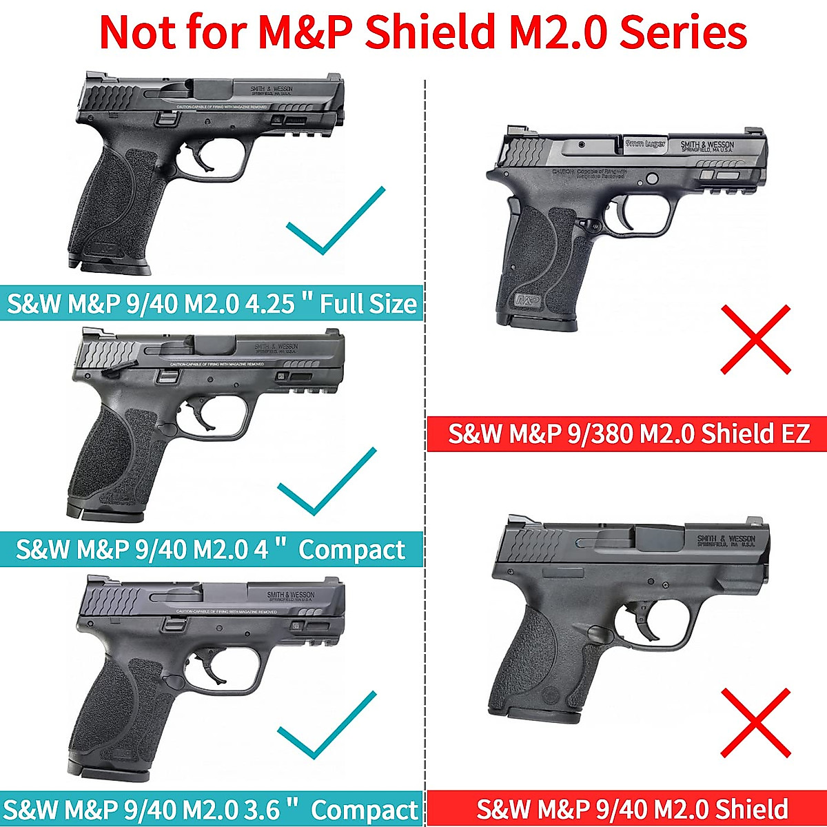 M&P 9MM Holster, OWB Paddle Holster Fit Smith & Wesson M&P 9MM/.40 M2.0 Full Size 4.25'' and M2.0 Compact 4'' 3.6''. Outside Waistband Carry Holster, 360 Adjustable/Index Finger Release- Right Hand