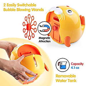 KINDIARY Bubble Machine, Automatic Bubble Blower, Portable Bubble Maker for Kids Toddlers with 5000+ Bubbles/min, 2 Speeds, 12.8oz Capacity, Powered by Plug-in or Batteries for Indoor Outdoor Parties