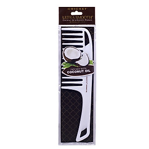 Cricket Ultra Smooth Coconut Detangler Comb – Infused with Coconut Oil & Keratin for Frizz-Free Shine, Ideal for Wet & Dry Hair, Extended Handle for Thick, Long, Curly Hair