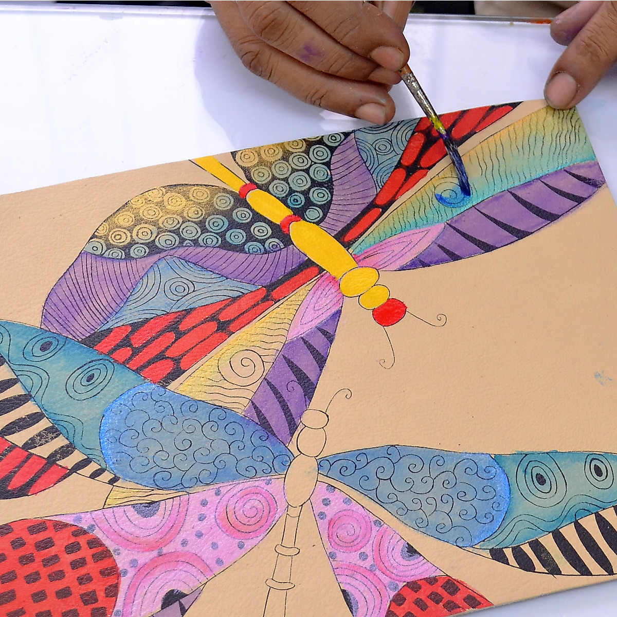 Anna by Anuschka Women's Anna Anuschka Hand Painted Women s Genuine Leather Slim Medium Crossbody Dancing Dragonflies, Dancing Dragonflies, One Size US