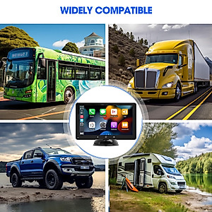 Wireless Apple CarPlay Android Auto: Portable 7 Inch QLED Touch Screen Car Stereo - Bluetooth 5.0 Mirror Link Steering Wheel Control Voice Assistant GPS Navigation