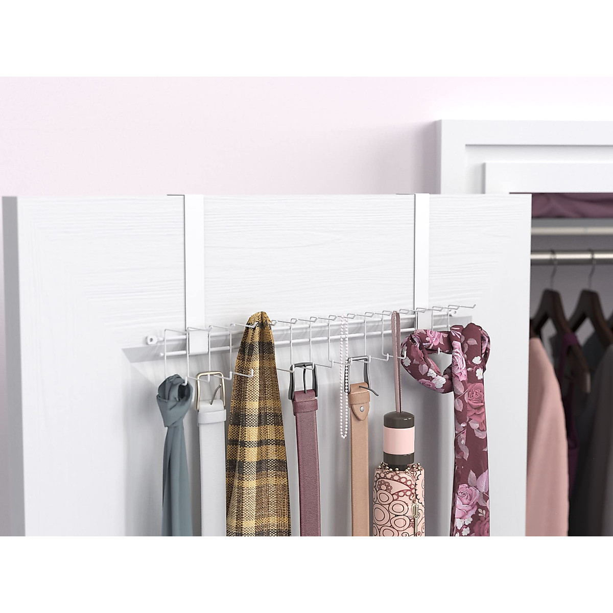 ClosetMaid 1217 Over-The-Door Tie and Belt Rack, White