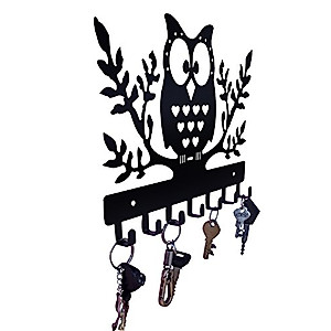 HeavenlyKraft Owl Metal Wall Mounted Metal Key Holder, Owl Key hanger, Medal Hanger, Leash Hanger, Key Organizer, Metal Key hook, 10.6 X 7.48 X 0.8 INCH