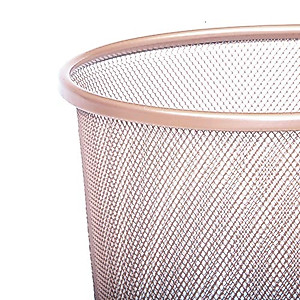 SHS Round Mesh Stainless Steel WasteBasket Trash Can Recycling Bin for Home, Office, Bathroom, Bedroom & Kitchen, 3.5 Gallon / 12L, 11” Height x 10” Diameter Garbage Can (Rose Gold)