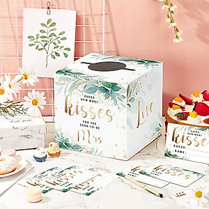 Azbuk Guess How Many Kisses Game with Box, Bridal Shower Game, Guessing Game for Bridal Shower, Special Wedding Shower Ideas, Guess How Many Kisses for the Soon to Be Mrs (50 Guessing Cards)