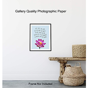 Inspirational Zen Lotus Quote Wall Art Decor Print - Spiritual 8x10 Home, Office, Apartment, Yoga Studio, Meditation Room Decor - Motivational Gift for Buddhist, Buddha Fan - Unframed Poster Print