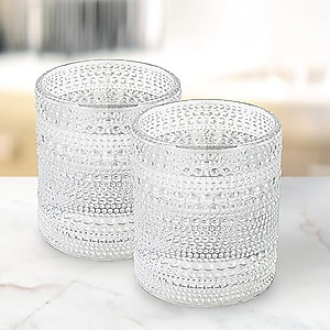 Darware Hobnail Drinking Glasses (12oz, 6pk, Clear); Old-Fashioned Beverage Glasses for Tabletop, and Bar Use and Candle Jars