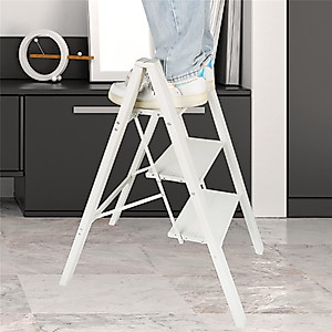 LiGuVCY 4 Step Ladder Folding Ladder Stool, Anti-Slip Folding Step Stool Ladder with Expanded Pedal,for Home and Office Use, Kitchen Step Stool 330lb Capacity, Black