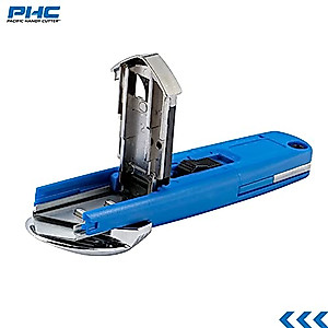 Pacific Handy Cutter S7 Safety Cutter, 3-in-1 Self-Retractable Utility Knife with Fold-Out Film Cutter, Bladeless Tape Splitter, Guard for Safety & Damage Prevention , Blue