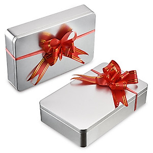 Hotop 1 Pack 8.5 by 5.3 by 1.9 Inch Silver Rectangular Empty Tin Box Containers, Gift, Jewelery and Storage Tin Kit, Home Organizer