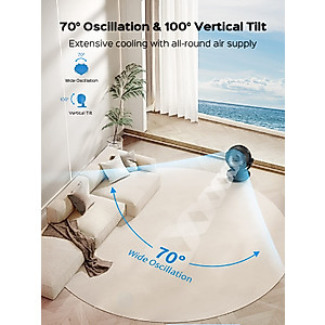 ZICOOLER Fan for Bedroom, 24dB Low Noise Table Fan, Strong Airflow Air Circulator Fan, 70° Oscillating Fan, 100° Adjustable Tilt, 3 Speeds, Portable Desk Fan for Office, Kitchen, Home, Black-Red