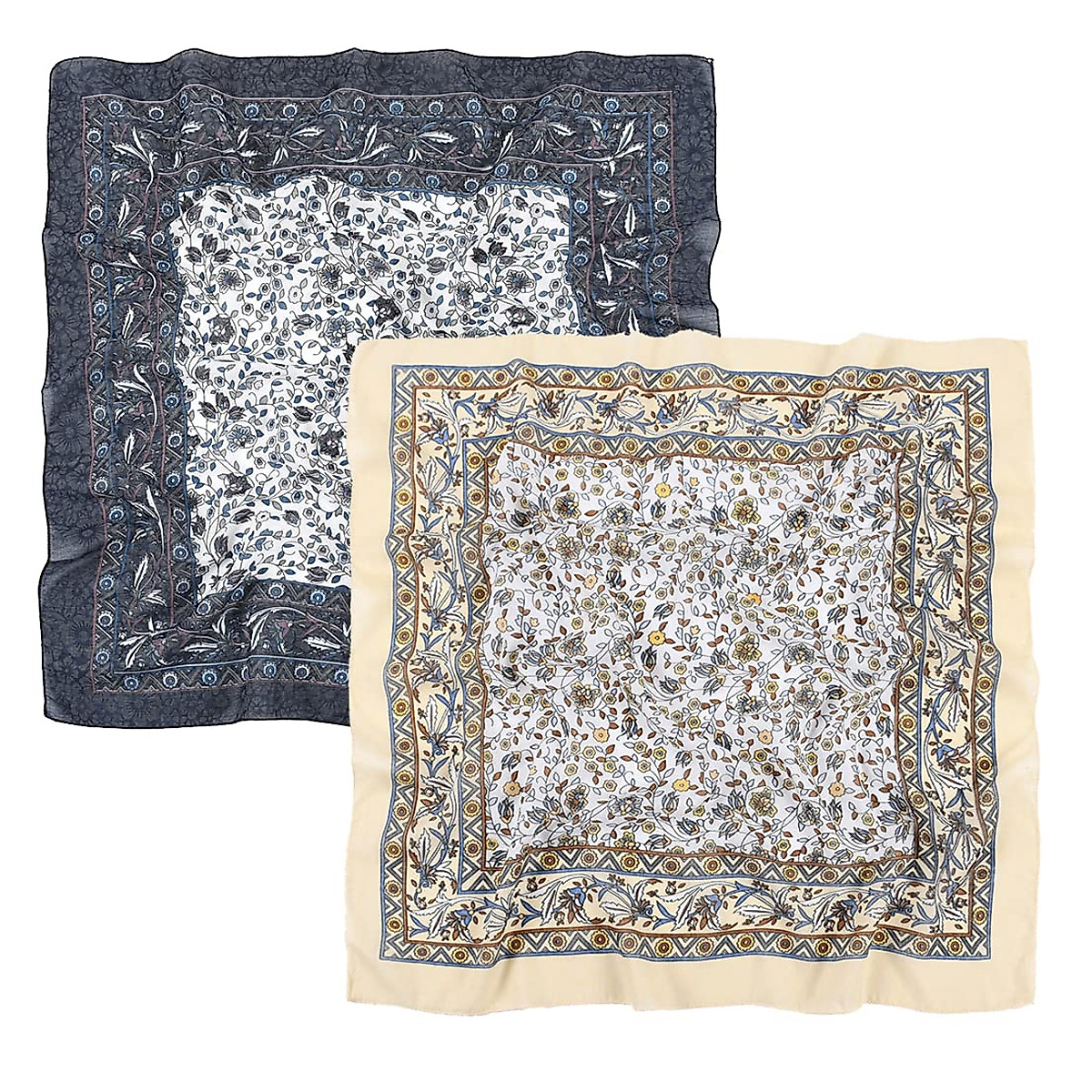 K-Elewon 27.5” Women Medium Square Scarf Cotton Head Scarf- 2PCS Neck Scarf Hair Scarf Head Sleeping Wraps Scarfs for Women H07-08