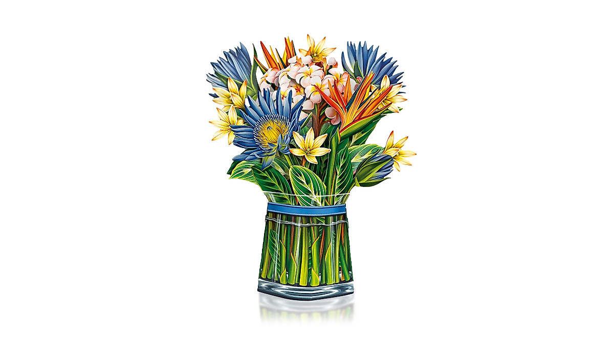 Tropical Bloom 3D Pop Up Card | Eco-Friendly Flower Bouquet Gift