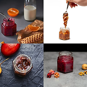 Keketin 1.5oz Honey Jars,30 Pack Hexagonal Glass Jars with Gold Lids,45ml Small Canning Jar Mini Storage Glass Jars for Jams,Fruits,Spices,Nuts,Jellies,Baby Foods