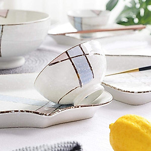 GagalU 16-Piece Stoneware Dinnerware Set, Dinner Sets Assorted Combination Ceramic Tableware Set Household Dishes Bowl Plate Set, Service for 6