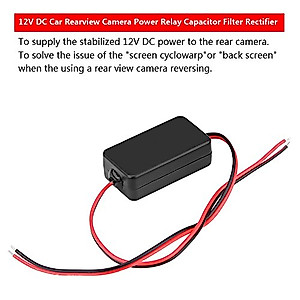 Car Capacitor Filter Rectifiers, 12V DC Power Relay Rear View Camera Anti Interference Relay Filter for Most of Cars