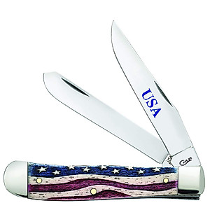 Case WR XX Pocket Knife Patriotic Smooth Natural Bone Trapper Item #64132 - (6254 SS) - Length Closed: 4 1/8 Inches