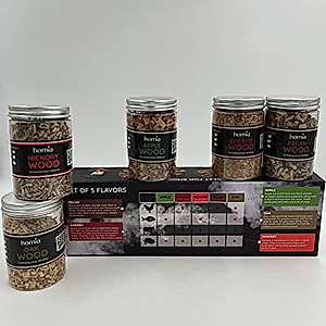 Cocktail Smoker Kit of Wood Chips, 5 pcs x 8.4 oz - Apple Wood, Cherry Wood, Hickory Wood, Pecan Wood, Oak Wood for Food Smoker for Smoking Infuser and Cocktail Smoker