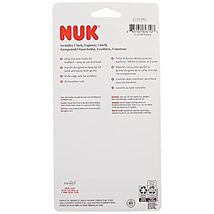 NUK Kiddy Cutlery Fork, Knife, and Spoon Set, 3 Pack, 18+ Months