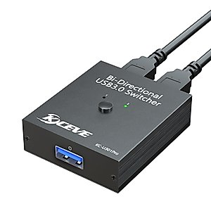 USB 3.0 Switch Selector, Bi-Directional USB Switch 2 in 1 Out / 1 in 2 Out, MLEEDA USB Switcher for 2 Computers Share Keyboard Mouse Scanner Printer