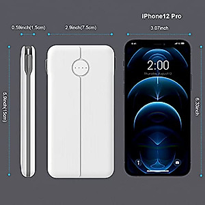 GiieeGii Portable Charger with Built in Cable, 10000mAh Power Bank with Type-C 3 Kinds Cables and USB Output Cell Phone Battery Backup Compatible with iPhone Android Smartphones