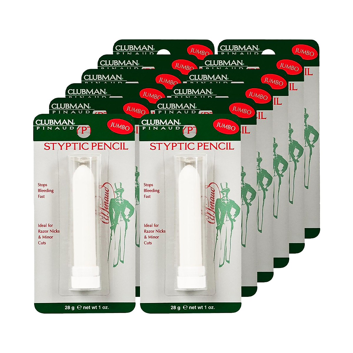 Clubman Pinaud Jumbo Styptic Pencil, 1 Oz (Pack of 12)