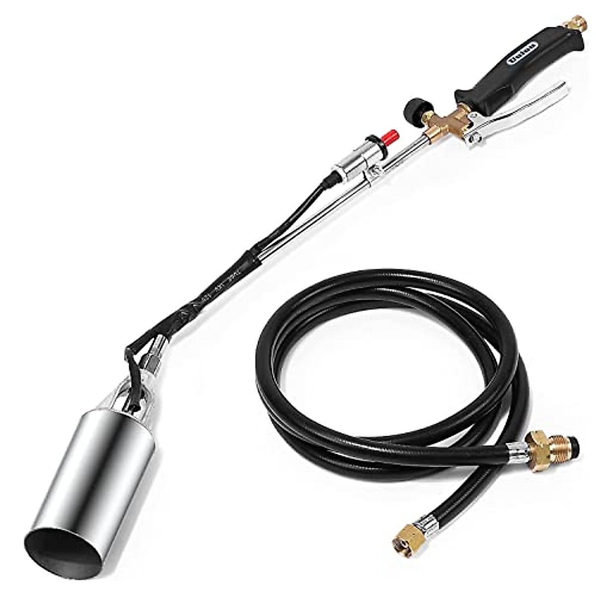 Propane Torch Weed Burner Propane Weed Torch with Turbo Trigger Push Button Igniter,Blow Torch High Output 800,000 BTU Heavy Duty Flamethrower with 9.8FT Hose for Garden Weeds,Ice Snow,Roof,Charcoal