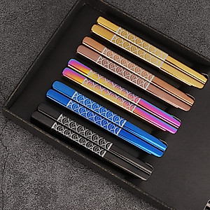 TIICOO Metal Chopsticks Reusable 18/8 Stainless Steel Chopsticks Laser Engraved Premium Titanium Multicolor Chop Sticks Dishwasher Safe Lightweight Japanese Style 5 Pairs Chopsticks Gift Set(Style 2)