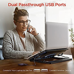 Laptop Cooling Pad Stand Built-in Quiet Fans, USB Ports, Adjustable Heights Ergonomic Comfortability Notebook Riser All Laptops MacBook Pro Air & More