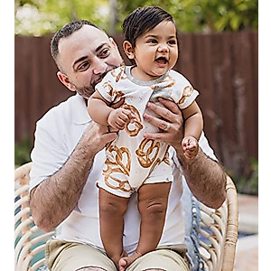 Burt's Bees Baby Baby Boy's Romper Jumpsuit, 100% Organic Cotton One-Piece Short Shortall, Long Sleeve Coverall, So Salty, 6 Months