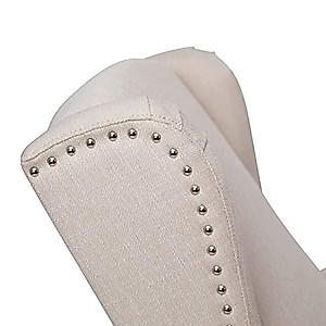 Flash Furniture Prescott Polyester Fabric Upholstered Slim Wingback Recliner, Modern Pushback Recliner Chair with Pocket Spring Seat, Cream