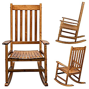 Rocking Chair Outdoor, High Back Rocker Chair with 350Lbs Support, Comfortable Porch Chair for Adults, All-Weather Resistant