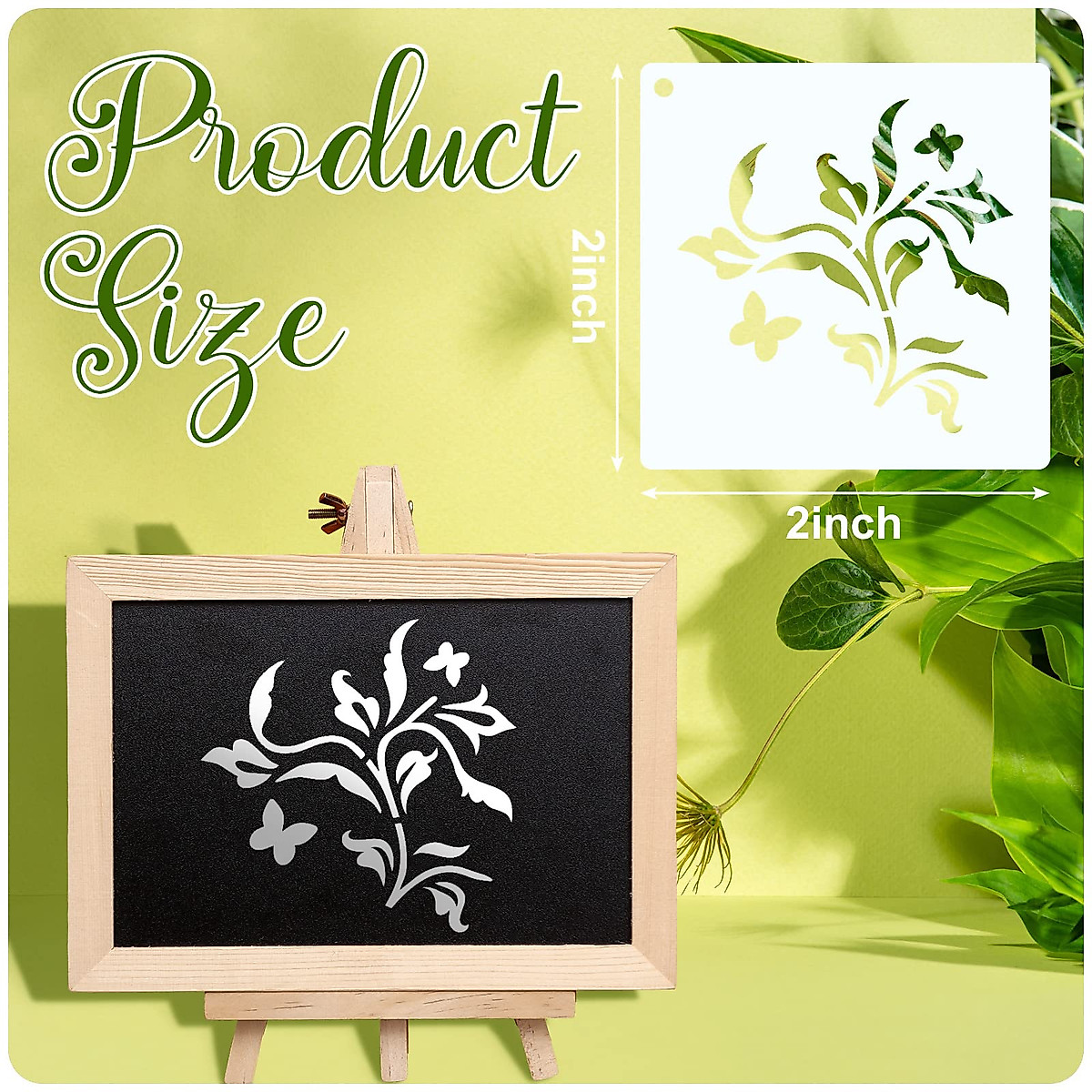 100 Pcs Stencils for Painting on Wood Reusable Stencil Crafts Drawing Templates Holiday Stencils Wall Paper Stencil Set for DIY Art Scrapbook Home Decor 2 x 2 Inch (Flower, Plants)