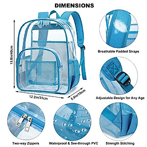 Dezcrab Clear Backpack School Backpack Bookbag for Girls Boys Women Men, Heavy Duty See Through Transparent Backpacks (Peacock Blue)