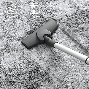 FlyDOIT 6x9 Feet Large Area Rugs for Living Room, Tie-Dyed Light Grey Shaggy Rug Fluffy Throw Carpets, Ultra Soft Plush Modern Indoor Fuzzy Rugs for Bedroom Girls Kids Nursery Room Dorm Home Decor