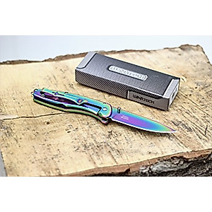 Wartech PWT254 Thumb Open Spring Assisted Unicorn Handle Pocket Knives (PWT254RW)