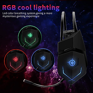 Gaming Headset, BestOff GAMV3 Stereo Wired Gaming Headphones Super Bass Over Ear Headphones with Surround Sound, LED Light and Noise Reducing Microphone,Compatibility with PS4,PC