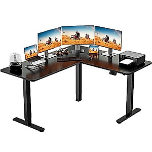 ErGear L-Shaped Electric Standing Desk, 63 inches Double Motor Height Adjustable Sit Stand up Corner Desk, Large Home Office Desk Computer Workstation, Black