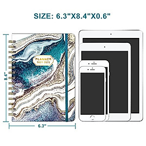 2021-2022 Planner - Academic Planner 2021-2022 from July 2021 - June 2022, 6.4"x 8.5", Flexible Cover Planner with Elastic Closure, Coated Tabs, Inner Pocket